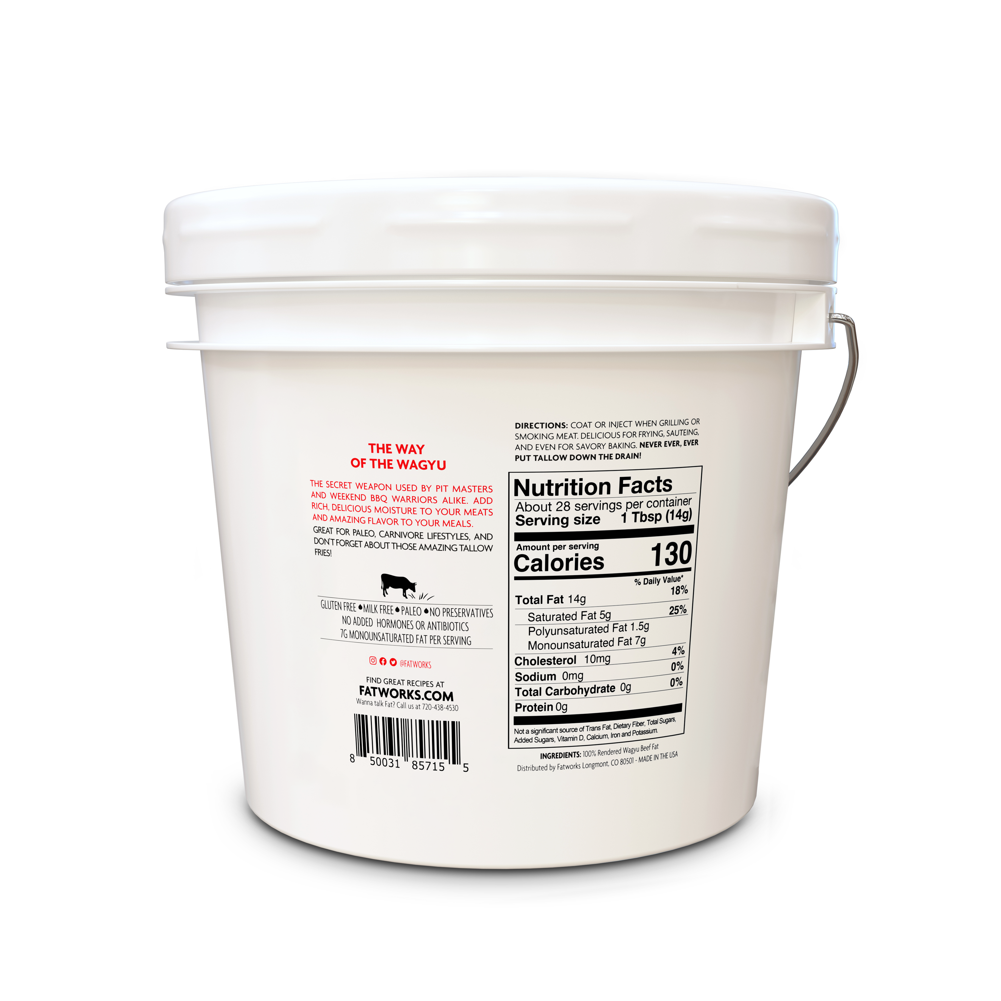 Wagyu Beef Tallow | 1 Gallon Bucket of Tallow for Cooking | Fatworks ...